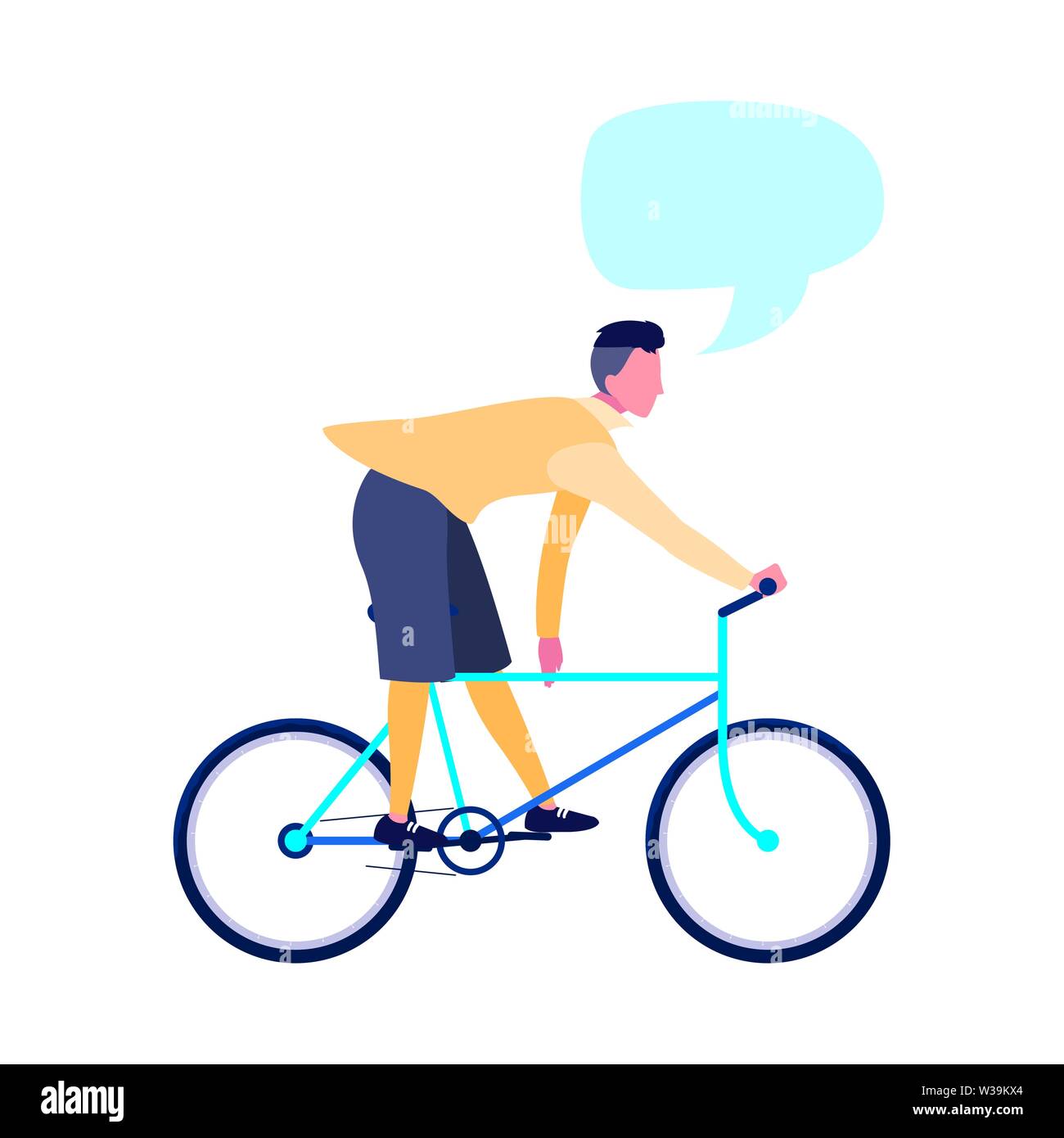 man talk bubble riding bicycle activity image on white background ...