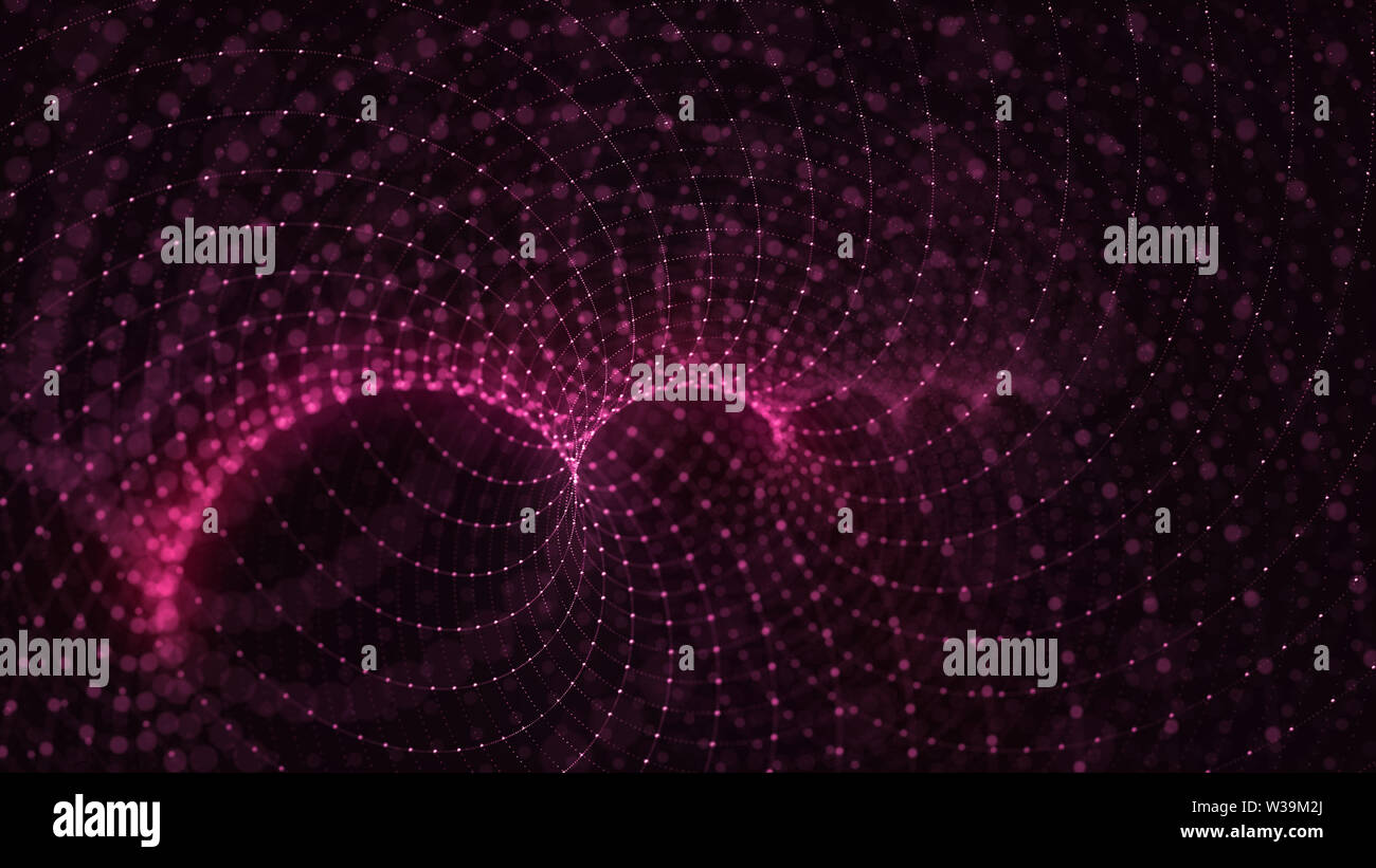 Abstract 3d rendering spiral particle background with Twist shape made of small random particle ...