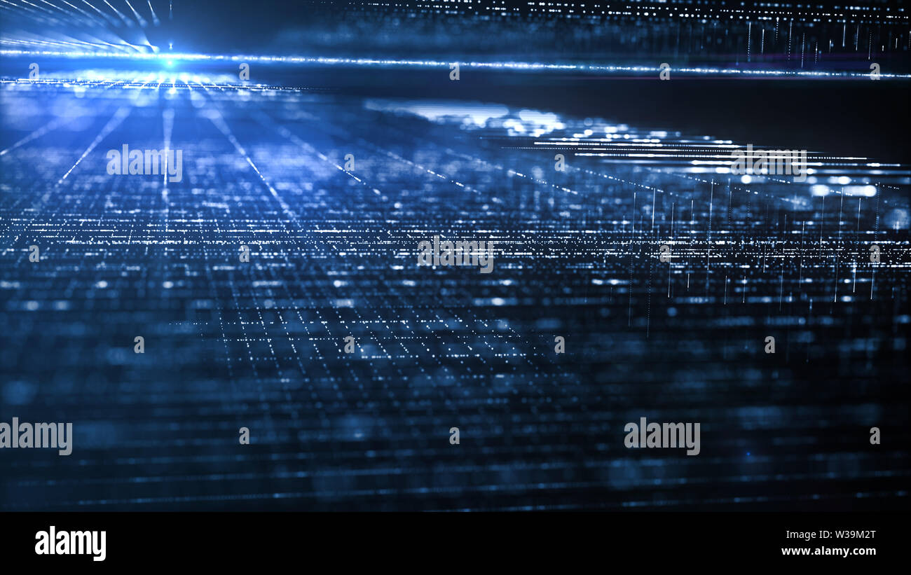 Abstract digital technology background concept. Motion of digital data ...