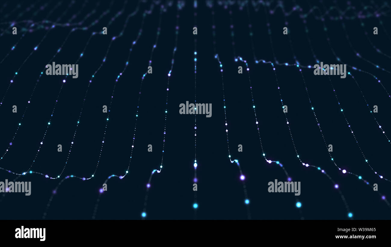 Abstract background with data digital futuristic wave particles and ...