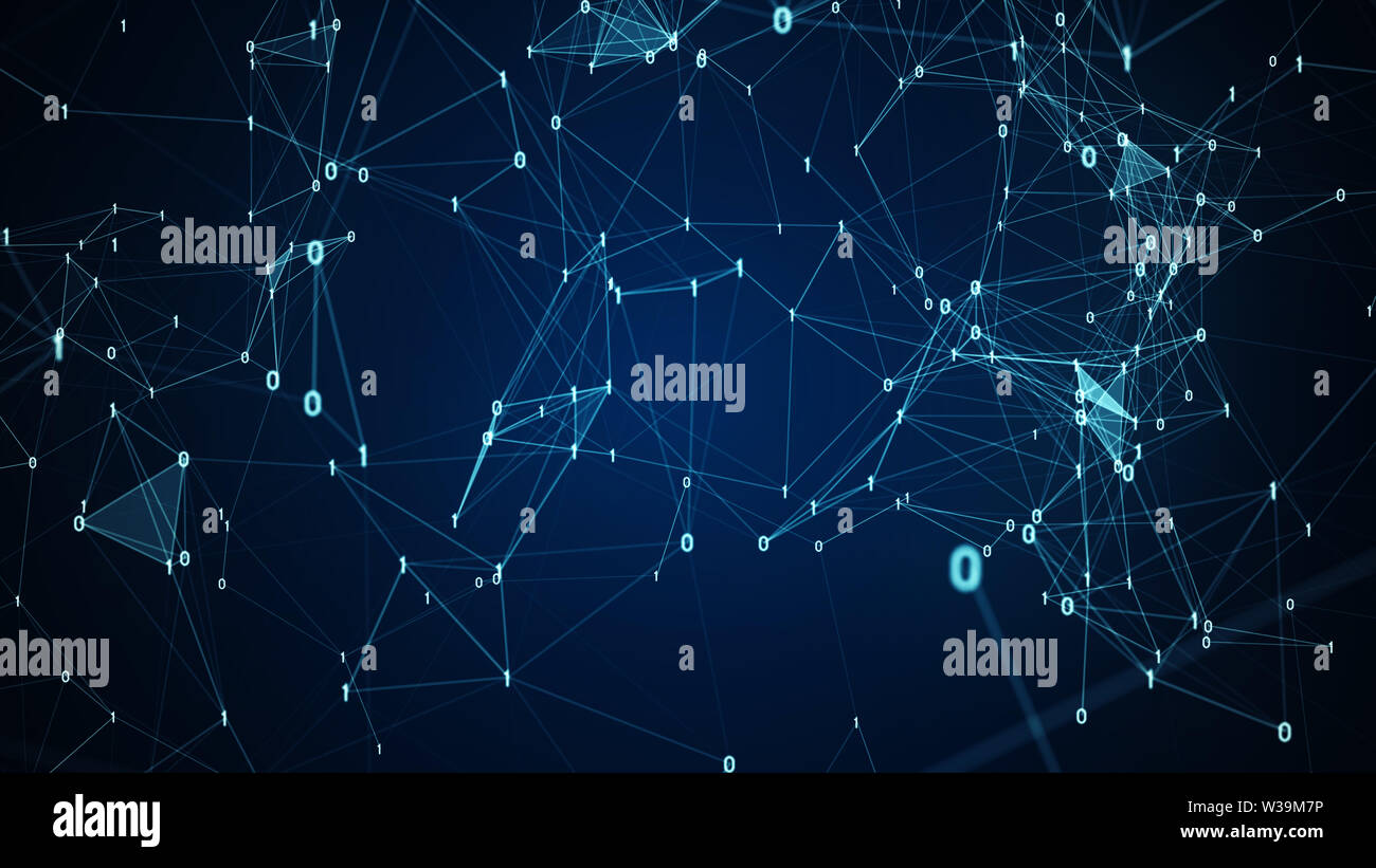 Abstract Plexus Blue Geometrical Shapes.Virtual Digital Abstraction ...