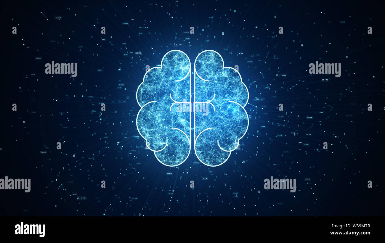 Artificial Intelligence Brain Animation, Big Data Flow Analysis, Deep Learning Modern ...