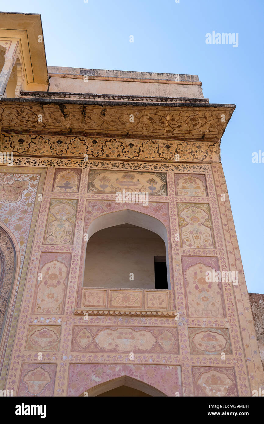 Amber fort architecture detail in historical city of Amer, Jaipur ...