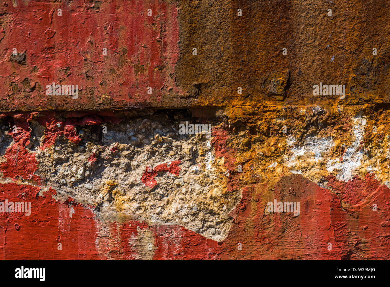 Old, worn, weathered, red painted, rusted concrete Stock Photo - Alamy