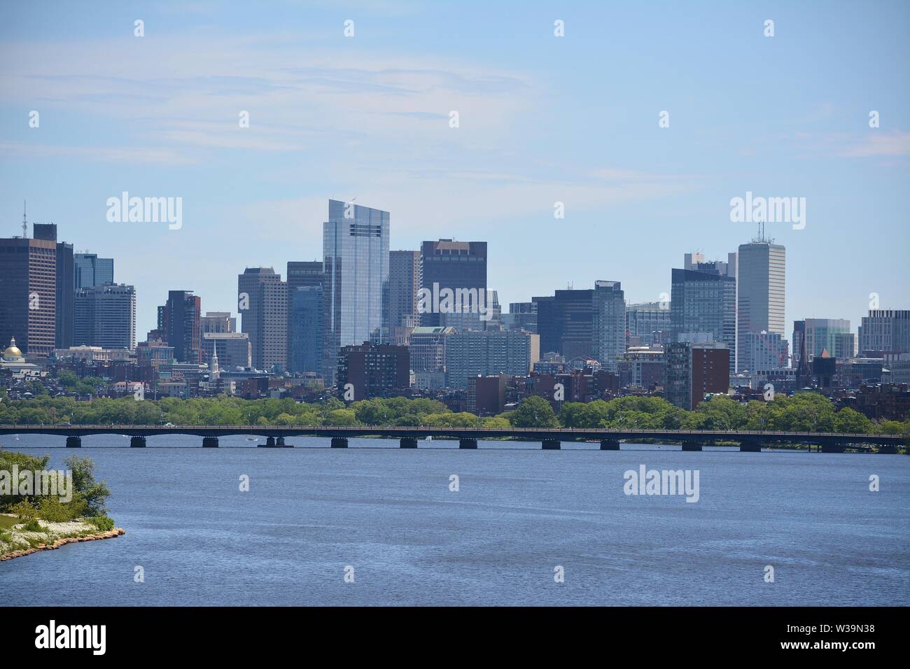 View of the Boston skyline as seen from the Charles River, Cambridge ...