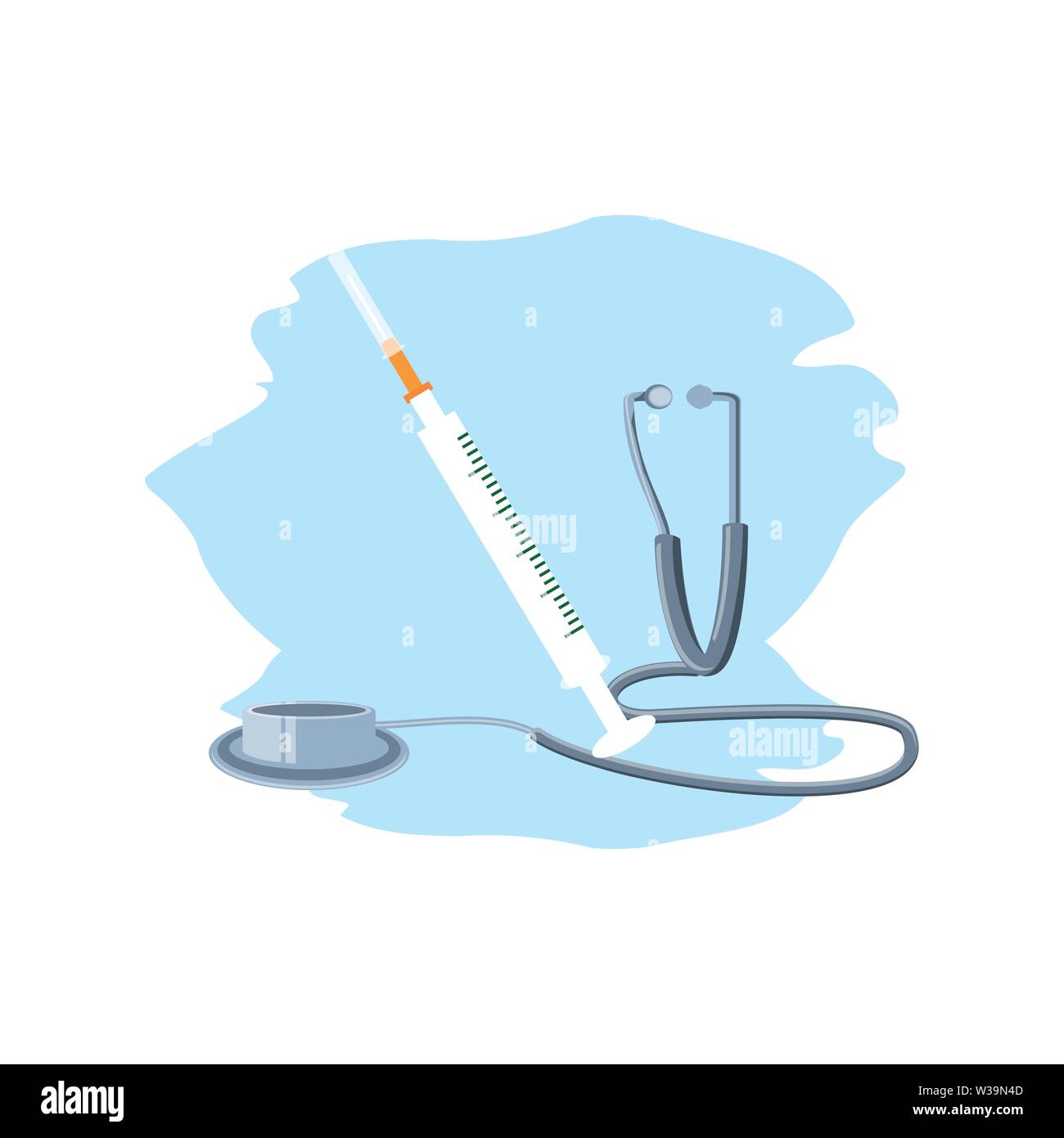stethoscope medical cardio and syringe vector illustration design Stock ...