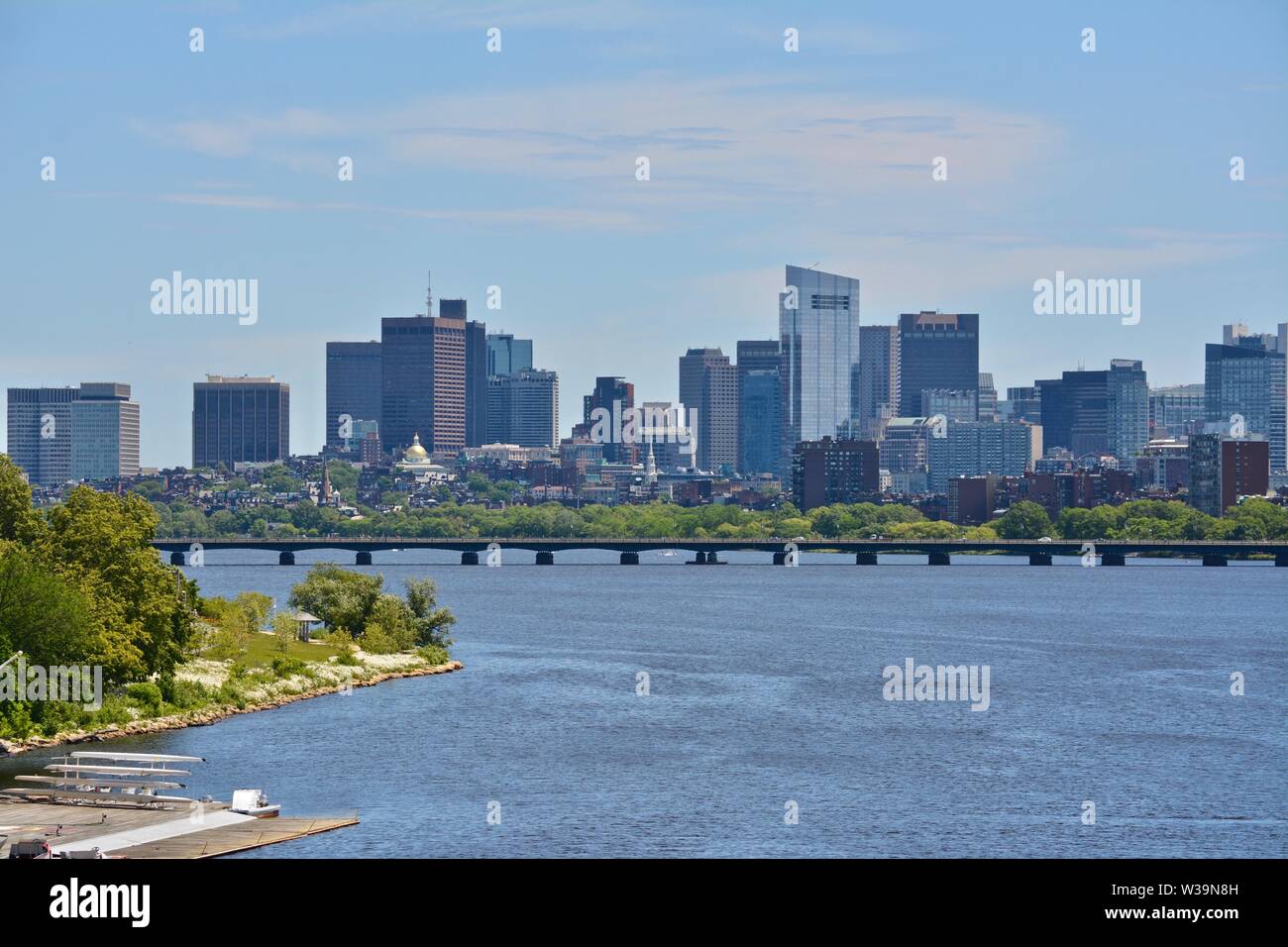 View of the Boston skyline as seen from the Charles River, Cambridge ...