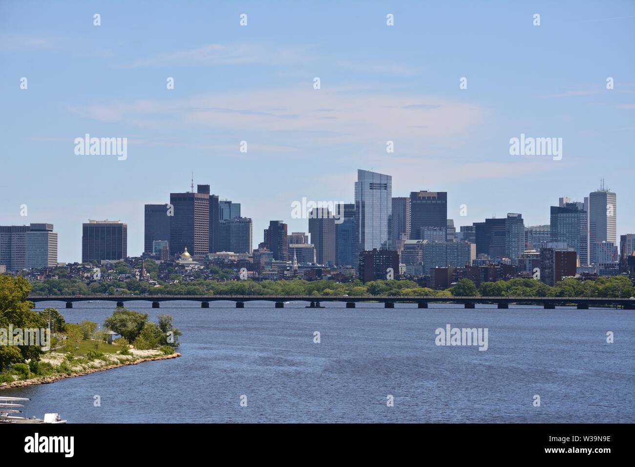 View of the Boston skyline as seen from the Charles River, Cambridge ...