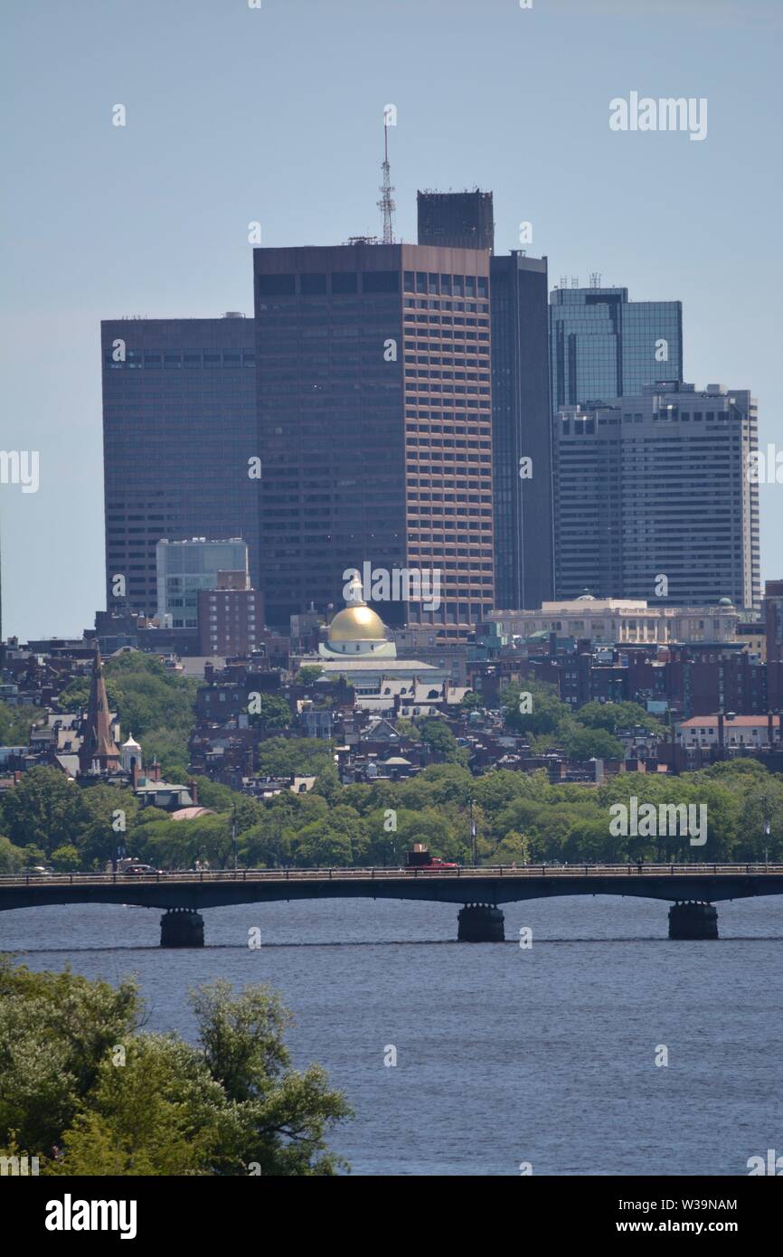 View of the Boston skyline as seen from the Charles River, Cambridge ...