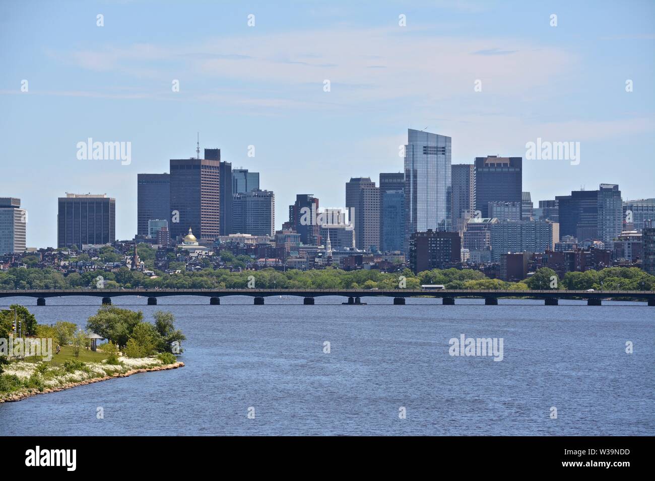 View of the Boston skyline as seen from the Charles River, Cambridge ...