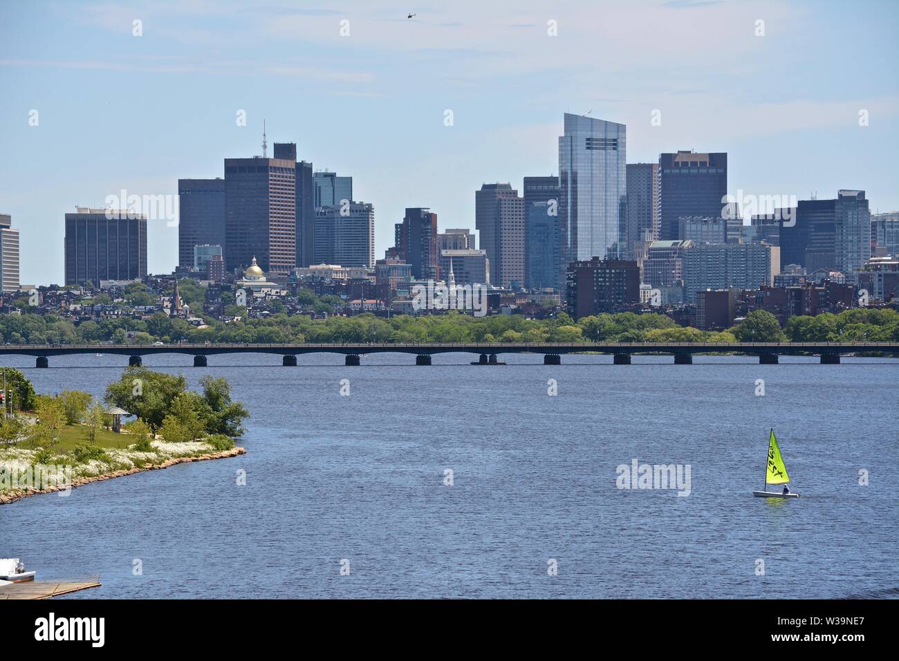 View of the Boston skyline as seen from the Charles River, Cambridge ...