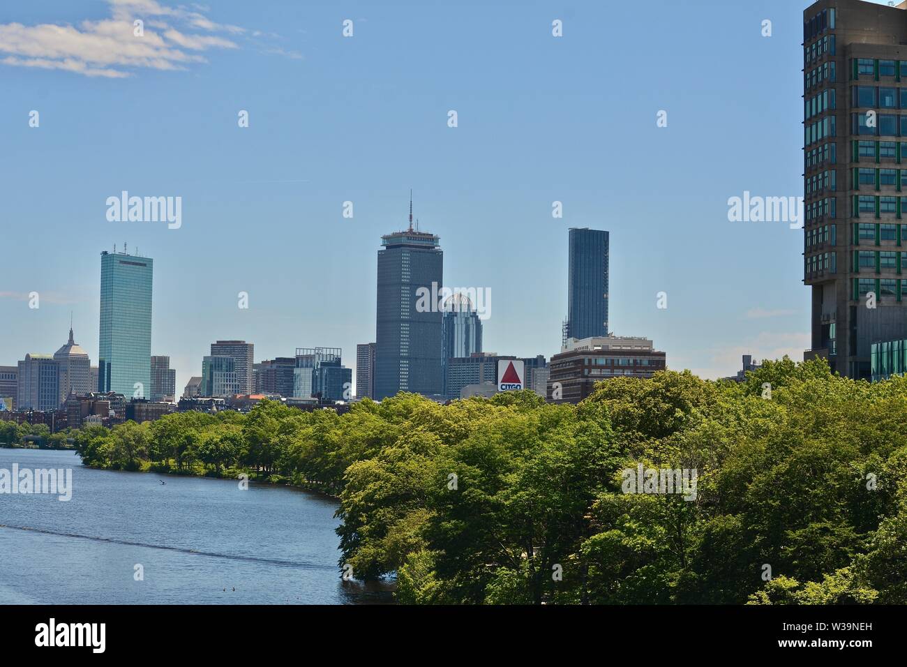 View of the Boston skyline as seen from the Charles River, Cambridge ...