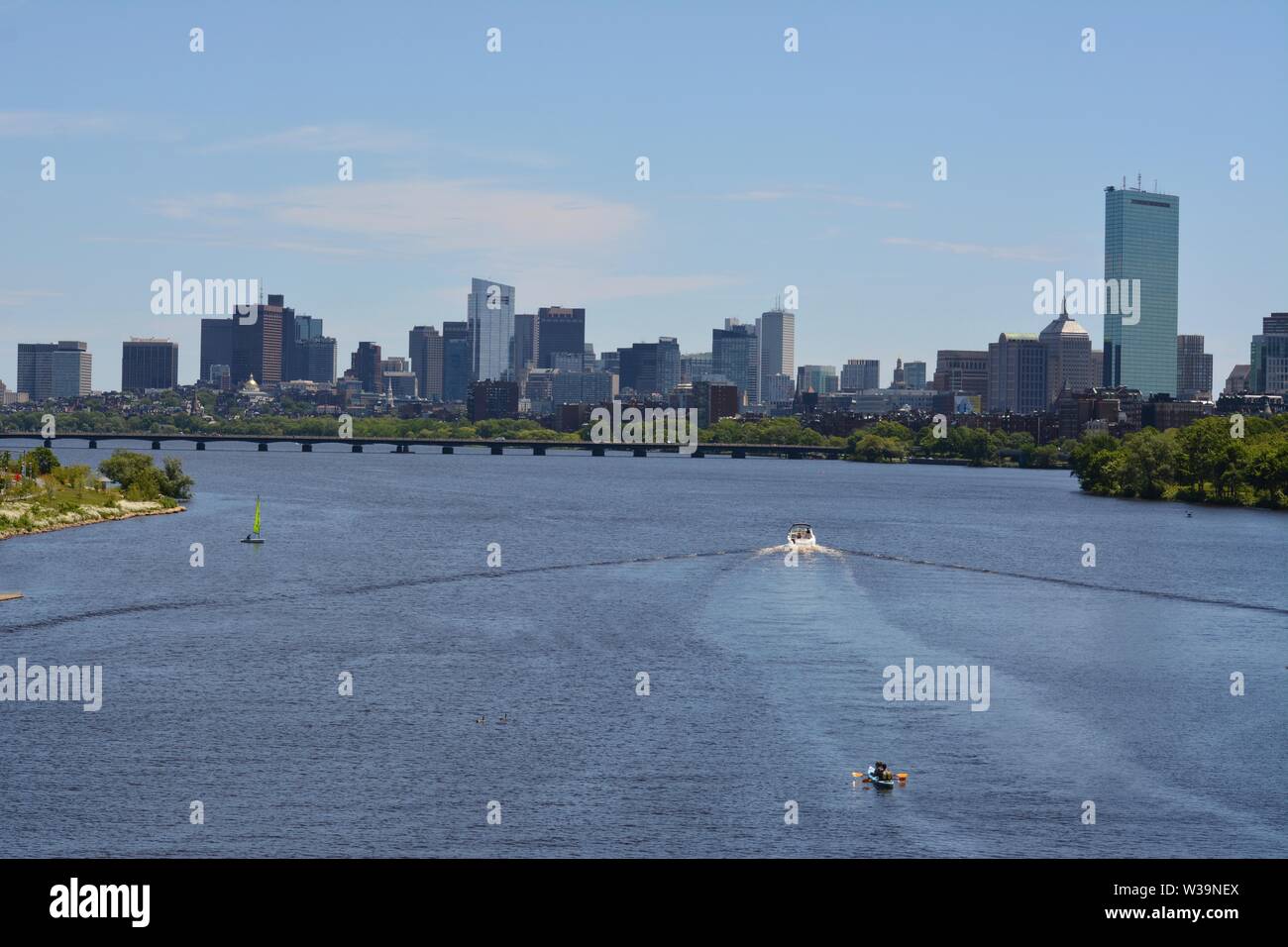 View of the Boston skyline as seen from the Charles River, Cambridge ...