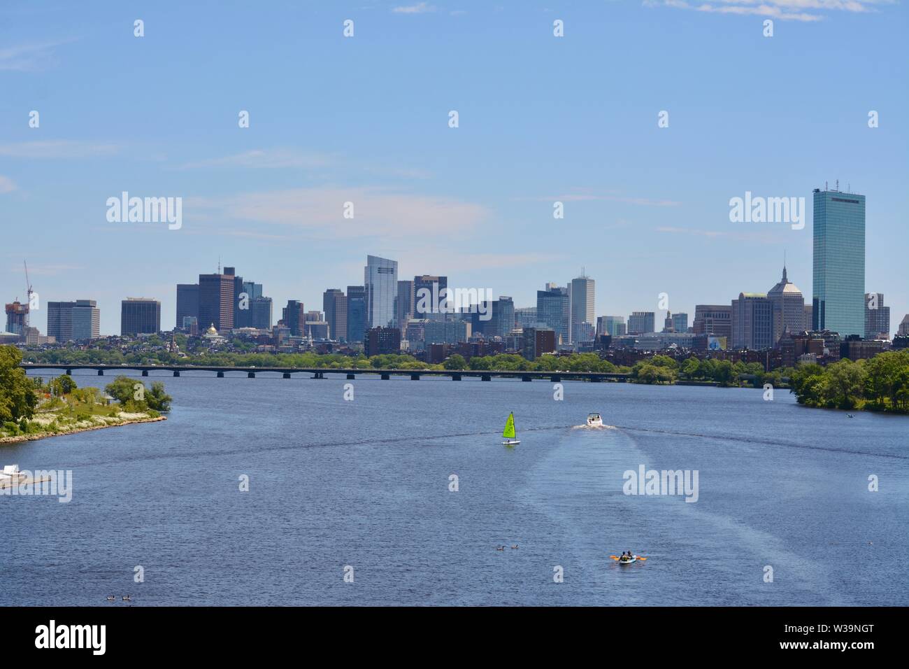 View of the Boston skyline as seen from the Charles River, Cambridge ...