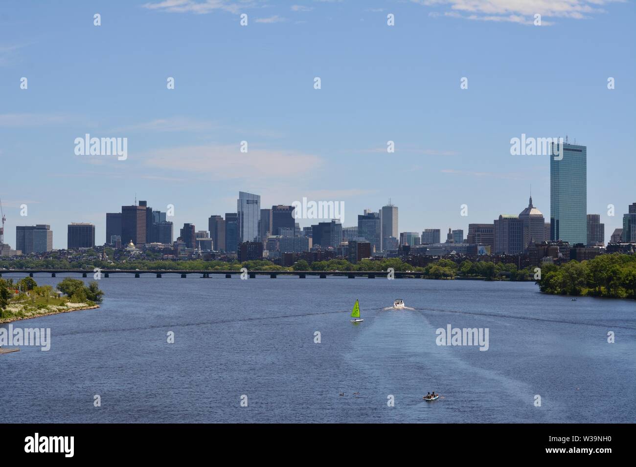 View of the Boston skyline as seen from the Charles River, Cambridge ...