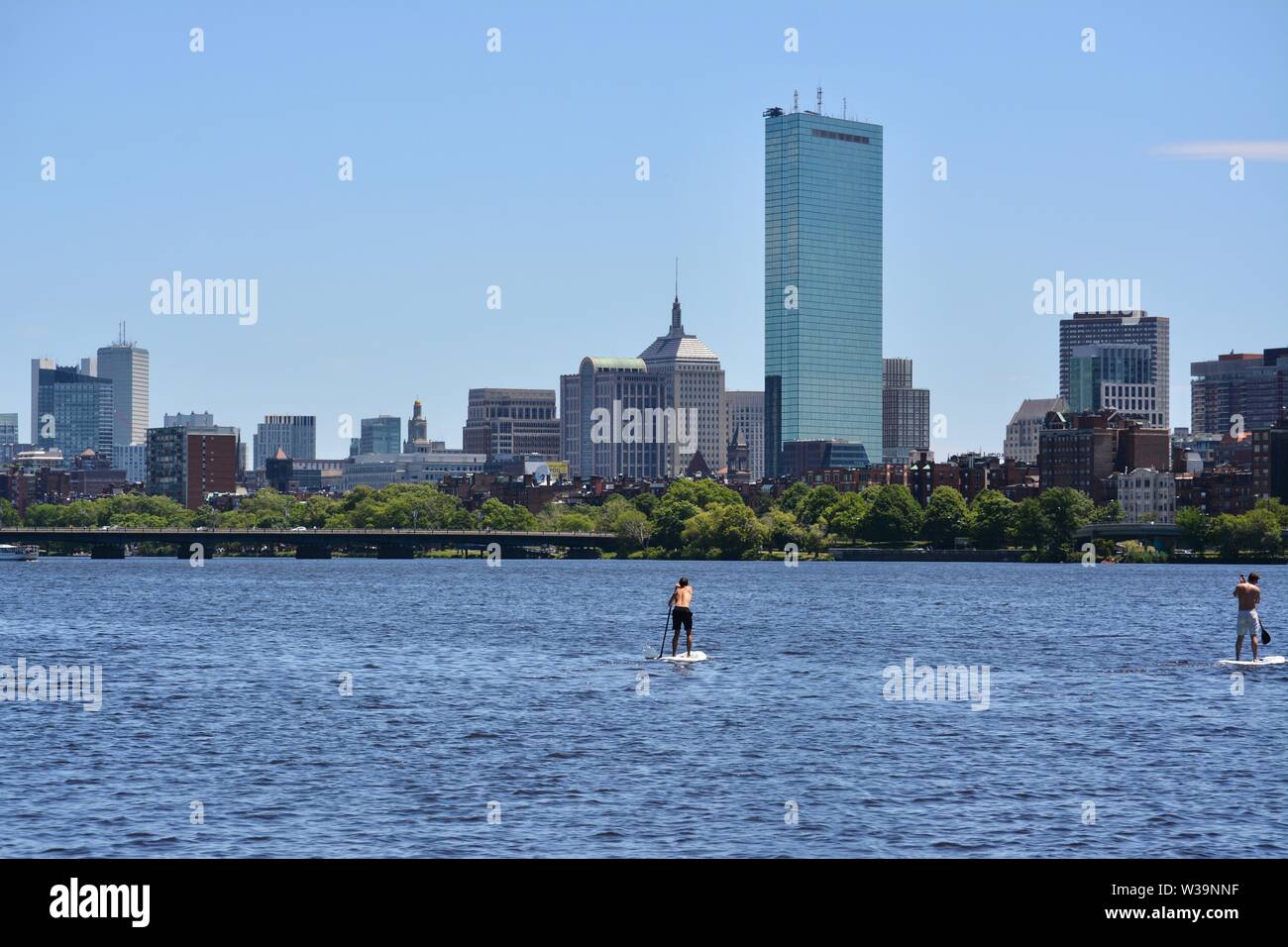The Boston skyline as seen from across the Charles River, Cambridge ...
