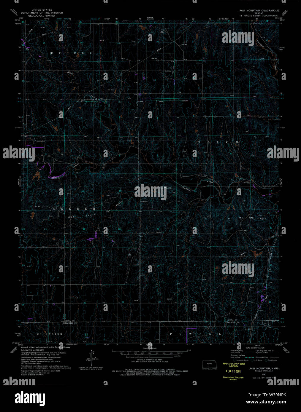 USGS TOPO Map Kansas KS Iron Mountain 511671 1980 24000 Inverted ...