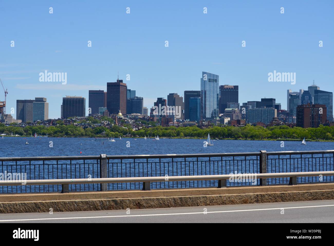 View of the Boston skyline as seen from the Charles River, Cambridge ...