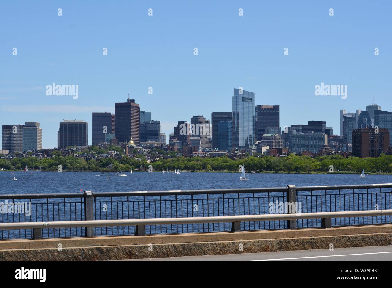 View of the Boston skyline as seen from the Charles River, Cambridge ...