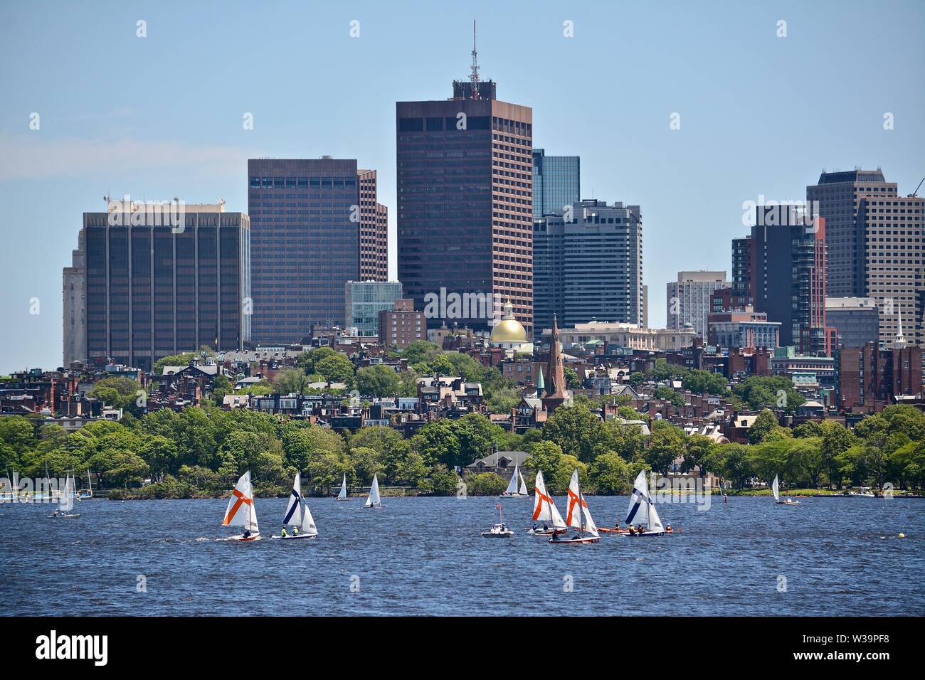 View of the Boston skyline as seen from the Charles River, Cambridge ...