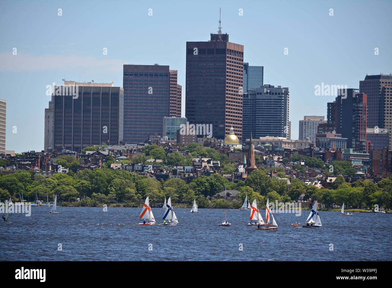 View of the Boston skyline as seen from the Charles River, Cambridge ...
