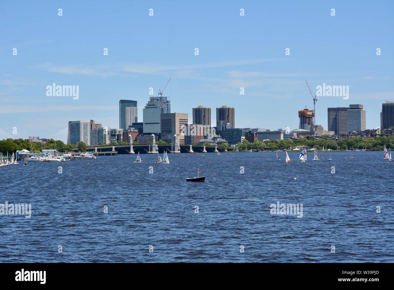 View of the Boston skyline as seen from the Charles River, Cambridge ...