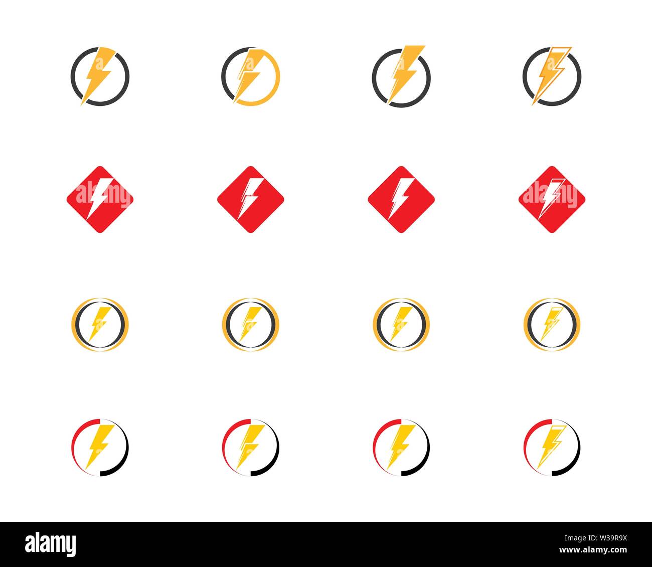 lightning icon logo and symbols template Stock Photo - Alamy