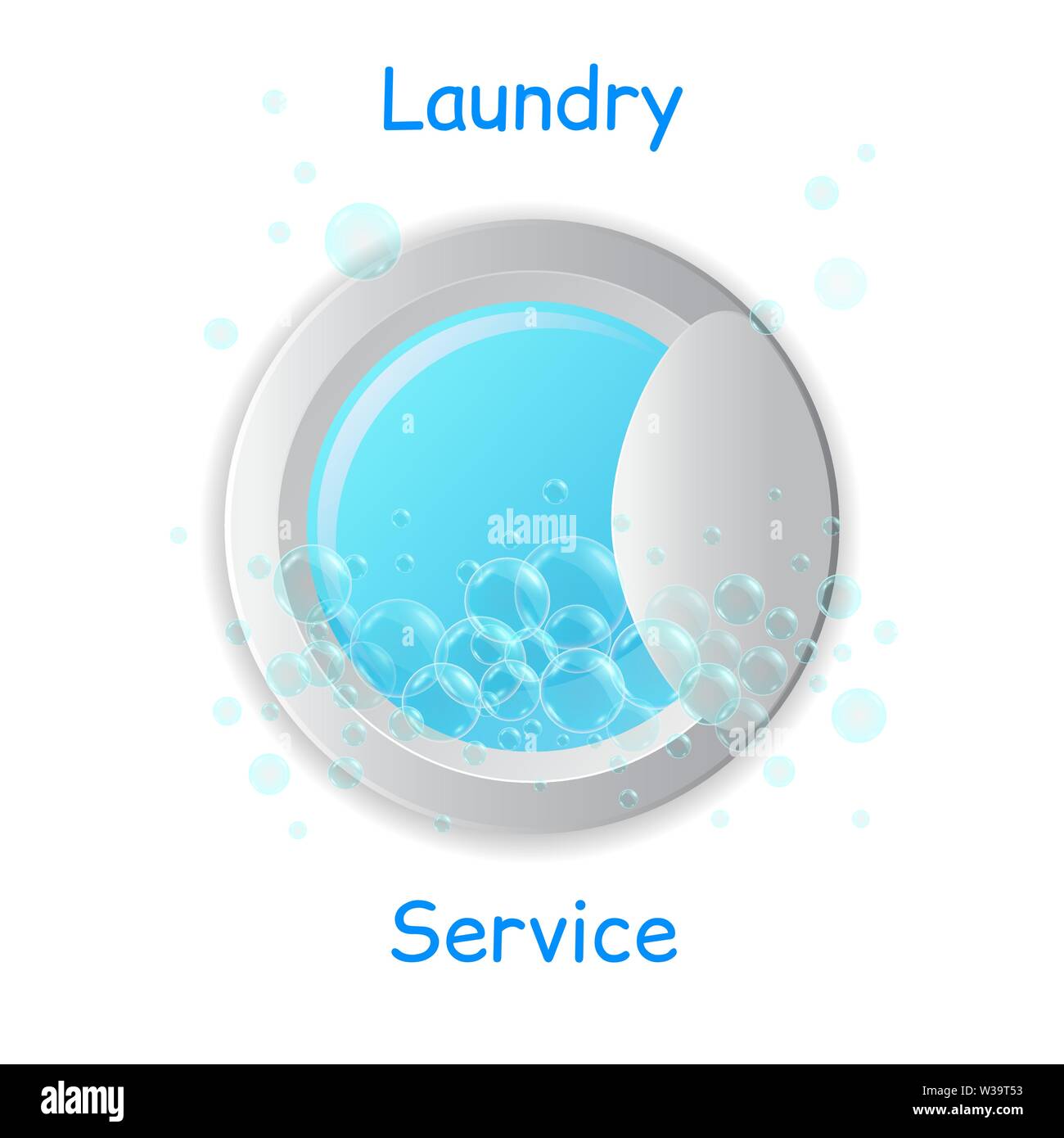 Vector realistic washing-machine door with soup bubbles isolated on ...