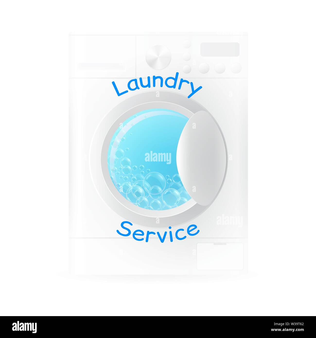 Vector realistic washing-machine with soup bubbles isolated on white ...