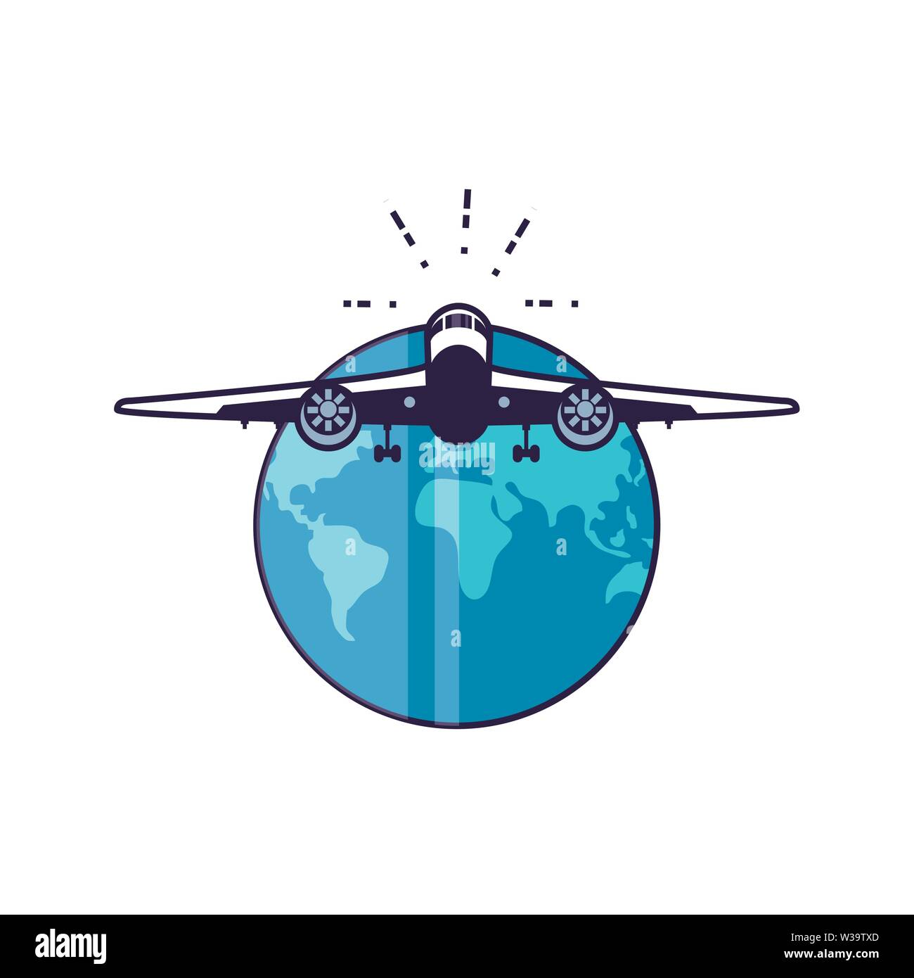 airplane flying with world planet vector illustration design Stock ...