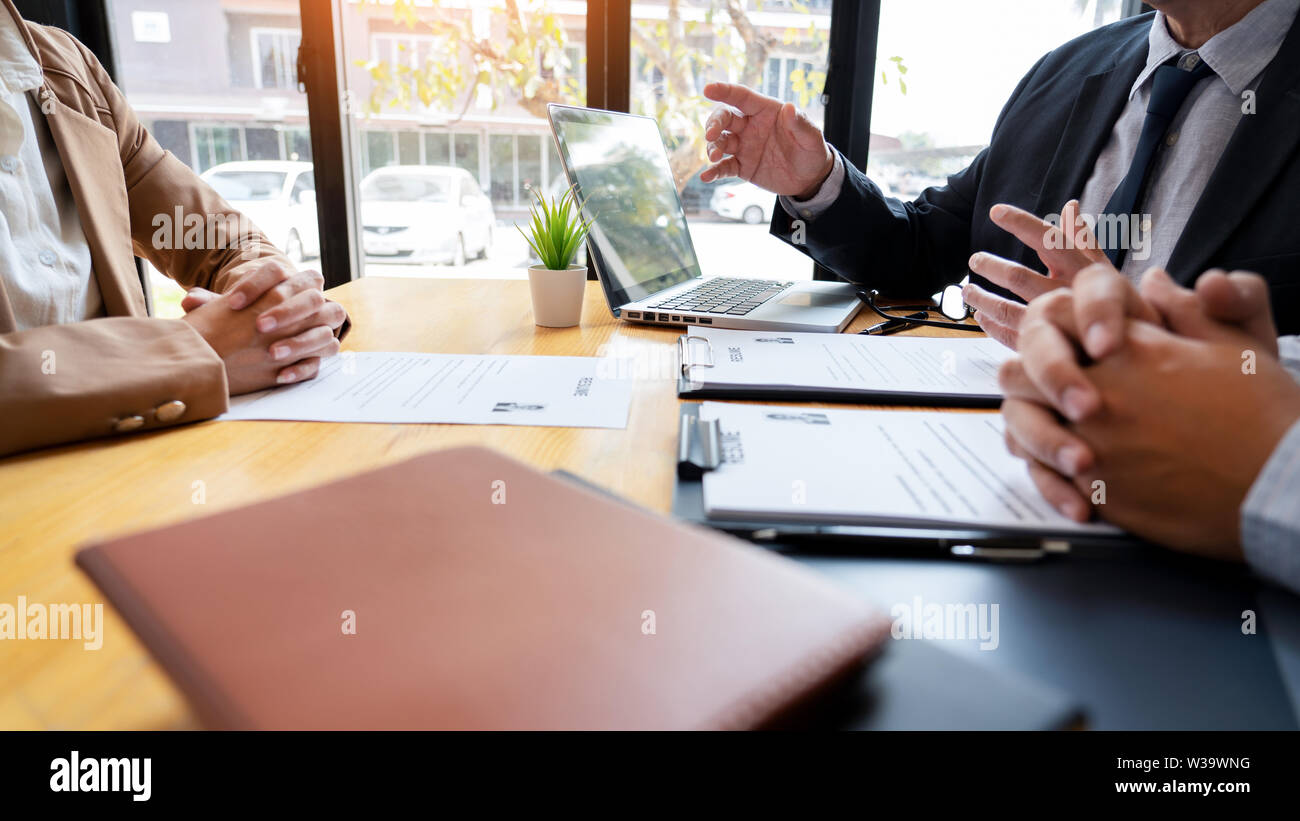 Job Interview Man Woman Young Handshake High Resolution Stock ...