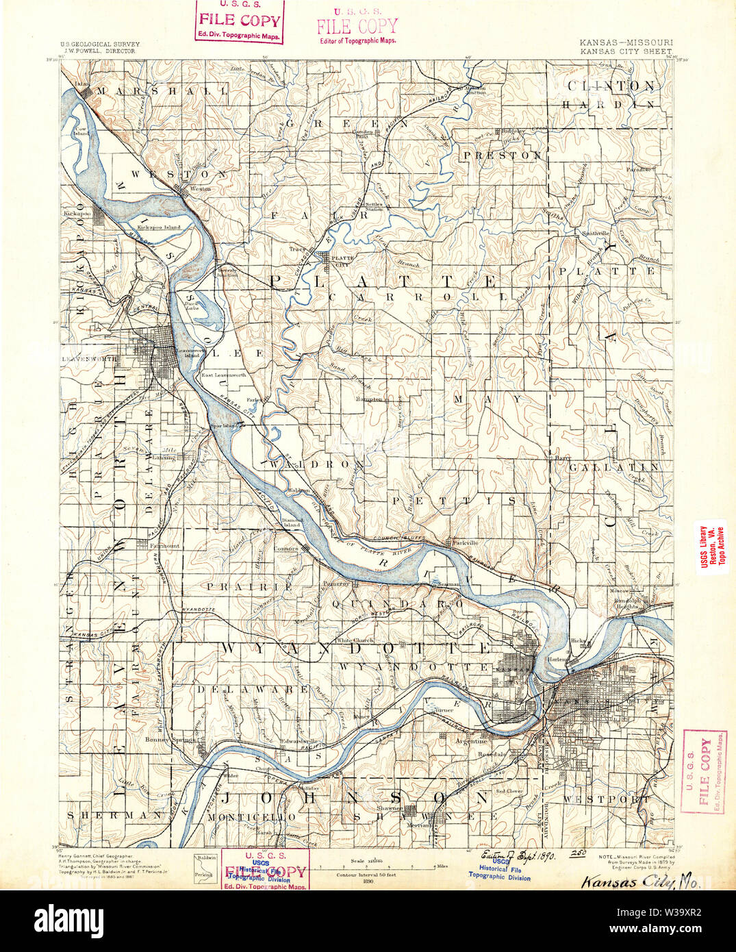 Kansas map 1890 hi-res stock photography and images - Alamy