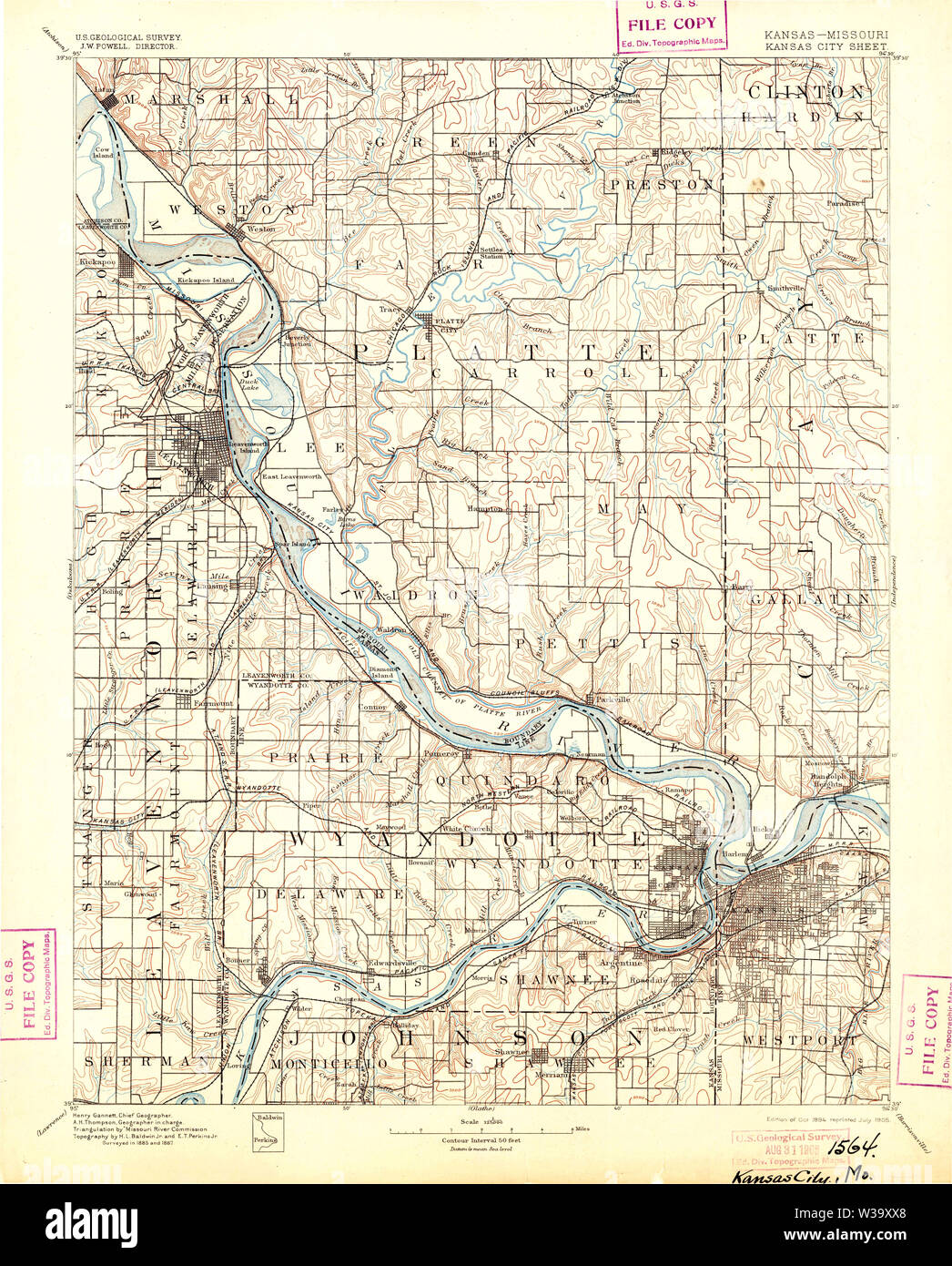 USGS TOPO Map Kansas KS Kansas City 325490 1894 125000 Restoration ...