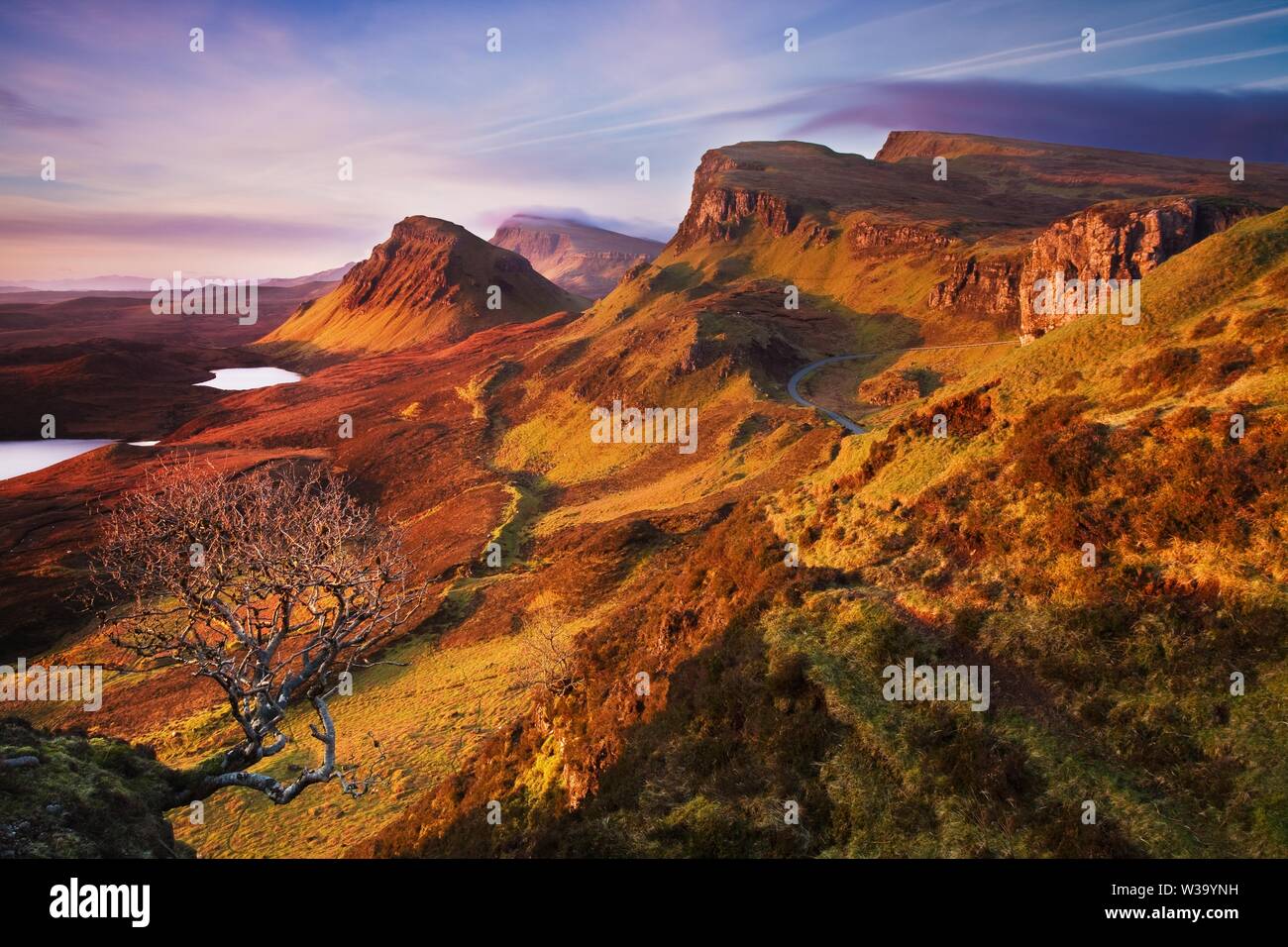 The inverpolly nature reserve in northern Scotland. Autumn panorama ...