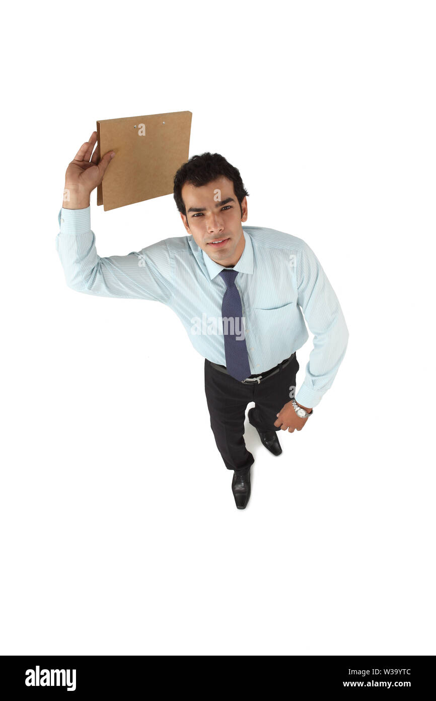 Portrait of a business throwing file Stock Photo - Alamy