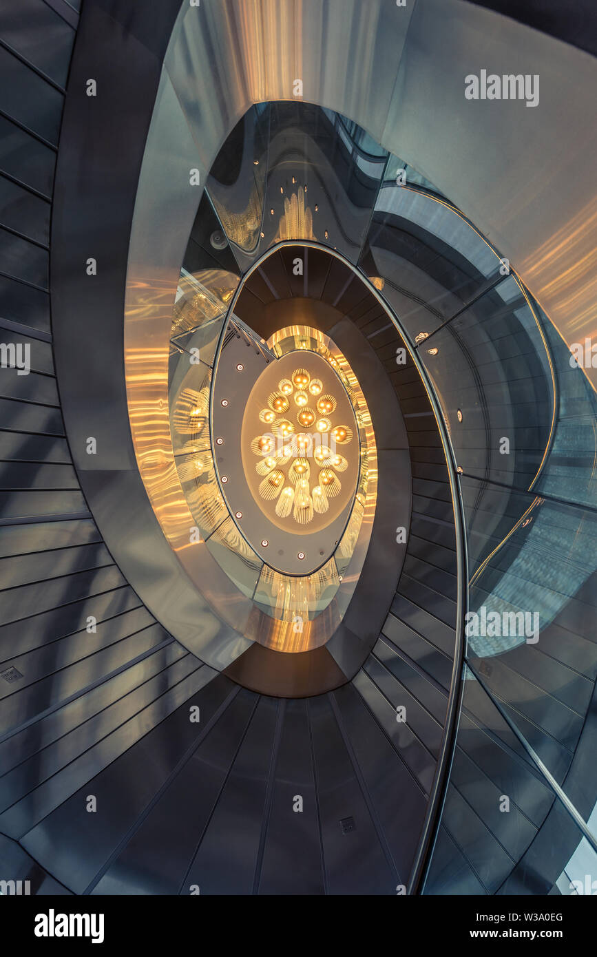 Spiral. Illuminated image, windows, lights. This image is made in Dubai ...