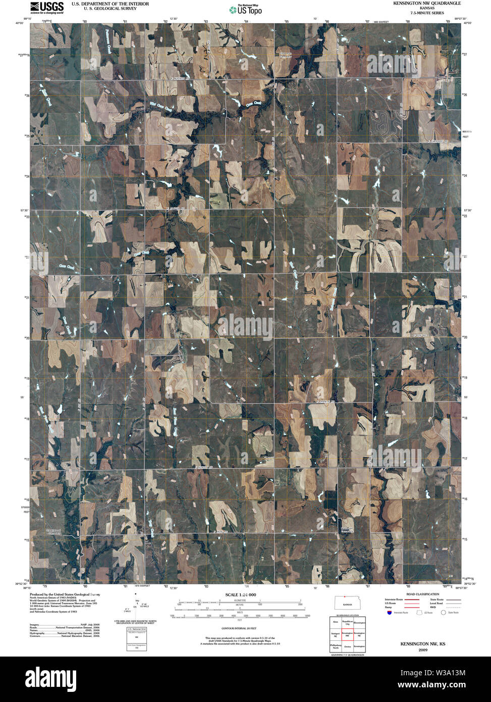 USGS TOPO Map Kansas KS Kensington NW 20091116 TM Restoration Stock ...