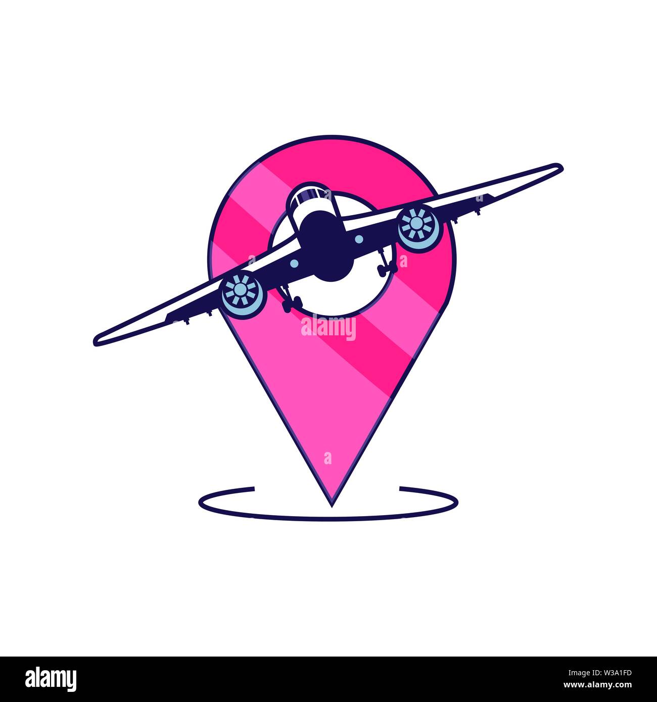 airplane flying with pin location vector illustration design Stock ...