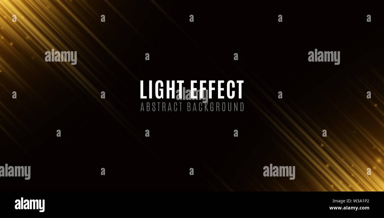 Light effect of golden abstract random neon lines. Template for your ...