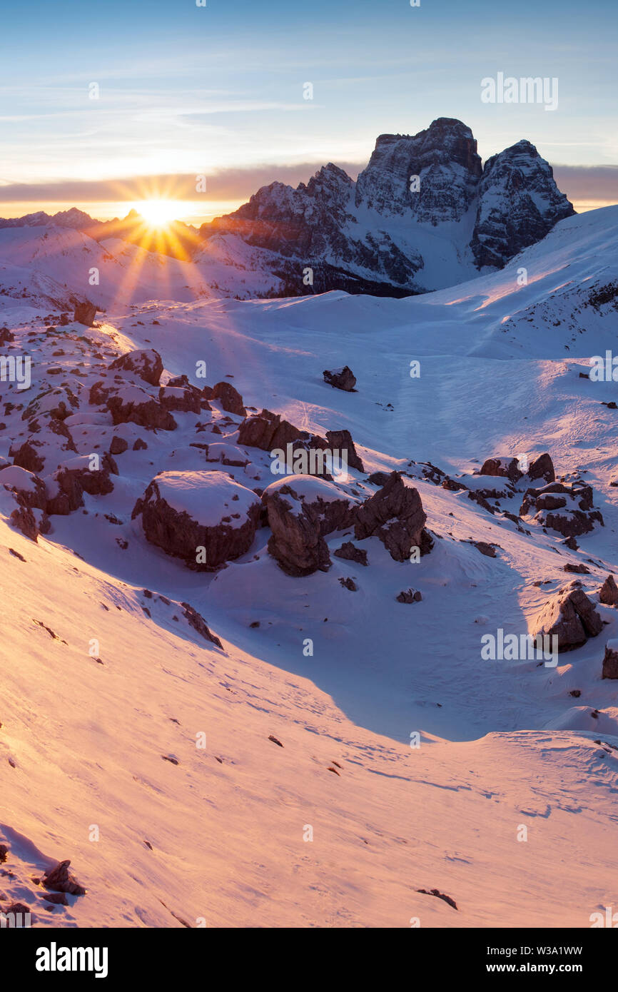 Fantastic sunrise in the Dolomites mountains, South Tyrol, Italy in ...