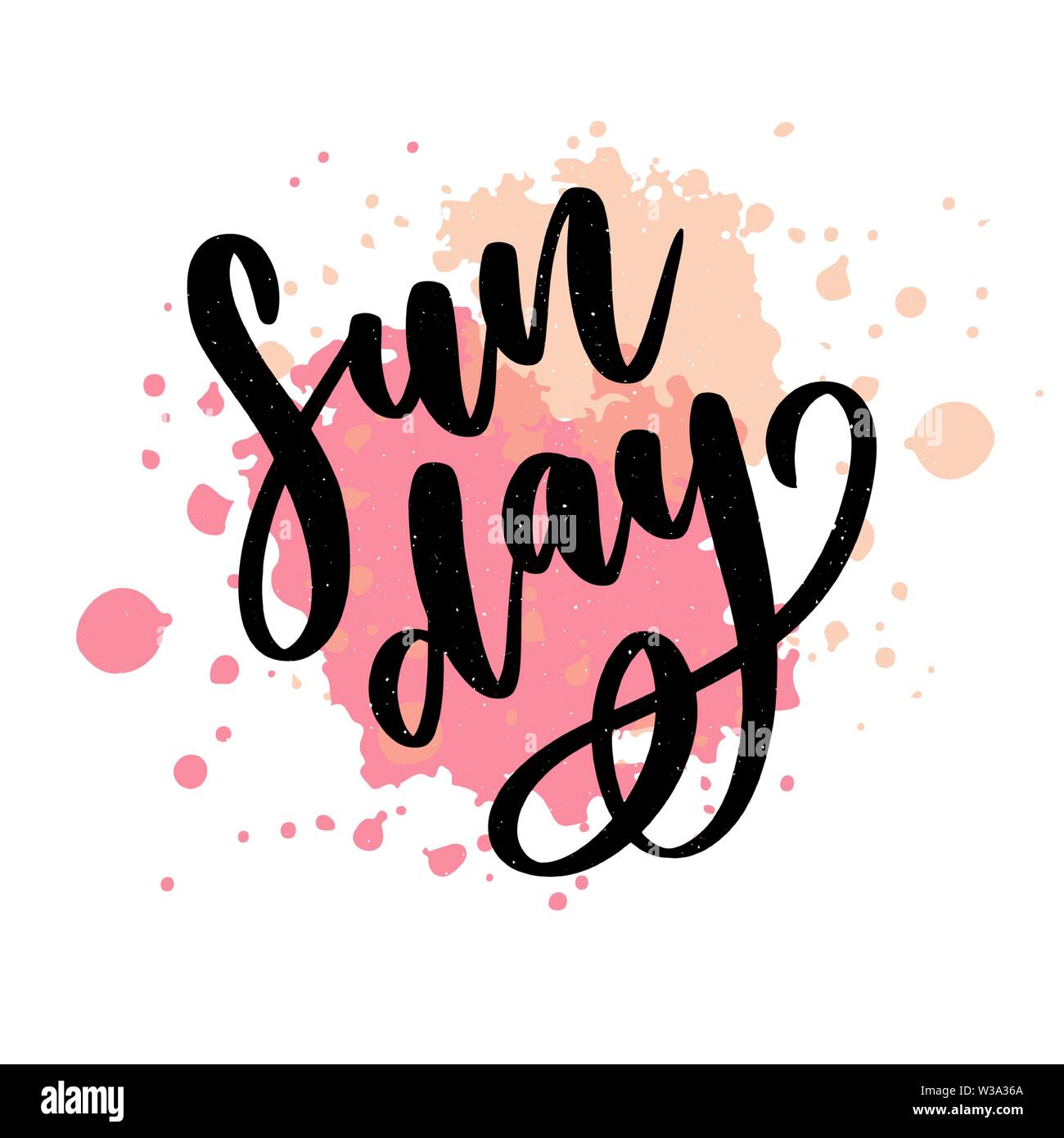 Sunday - Vector hand drawn lettering phrase. Modern brush calligraphy ...