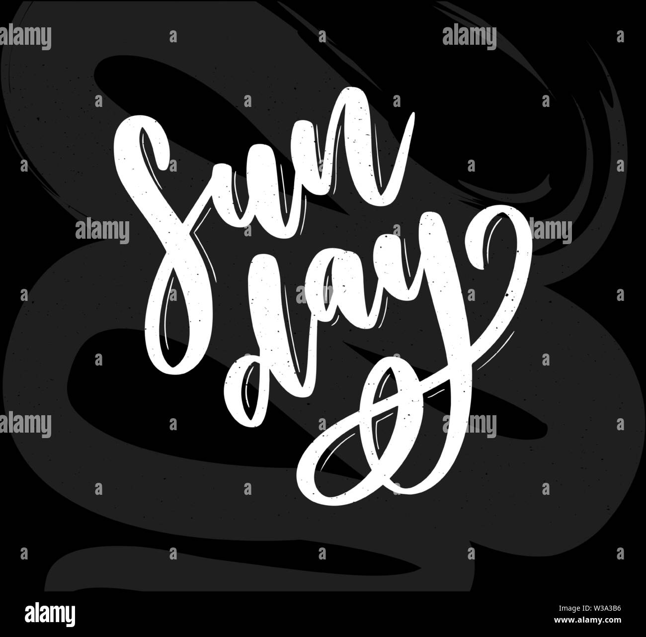Sunday - Vector hand drawn lettering phrase. Modern brush calligraphy ...
