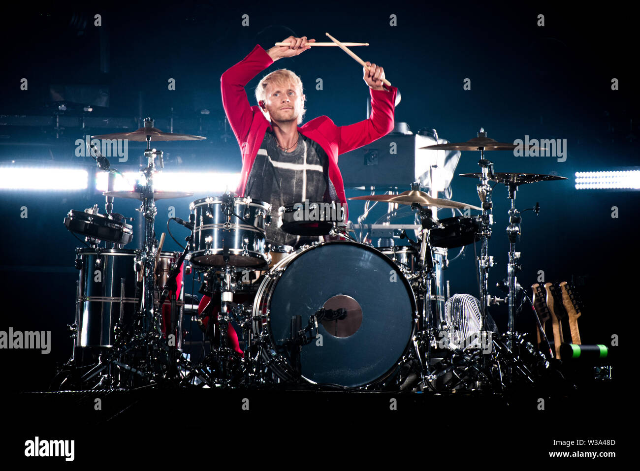 Milan, Italy. 13th July, 2019. Dominic Howard, drummer of the the ...