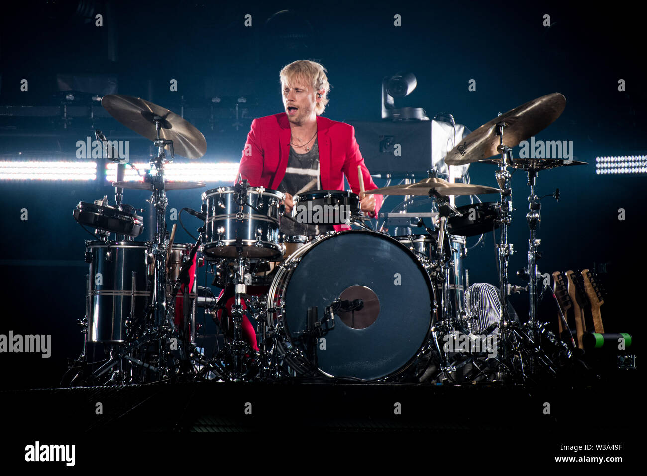 Milan, Italy. 13th July, 2019. Dominic Howard, drummer of the the ...