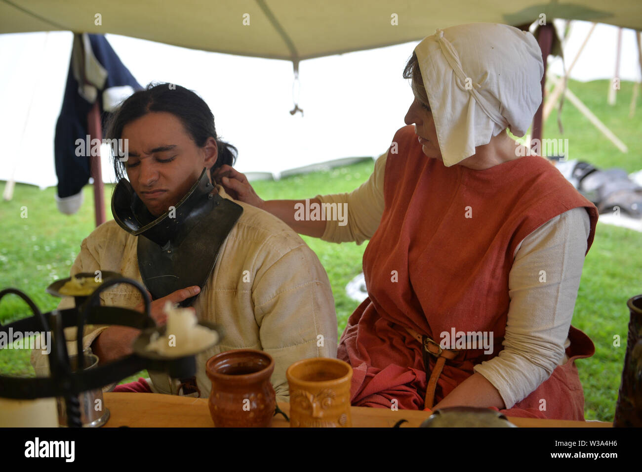 Medieval re-renactors attend the Tewkesbury Medieval Festival at ...