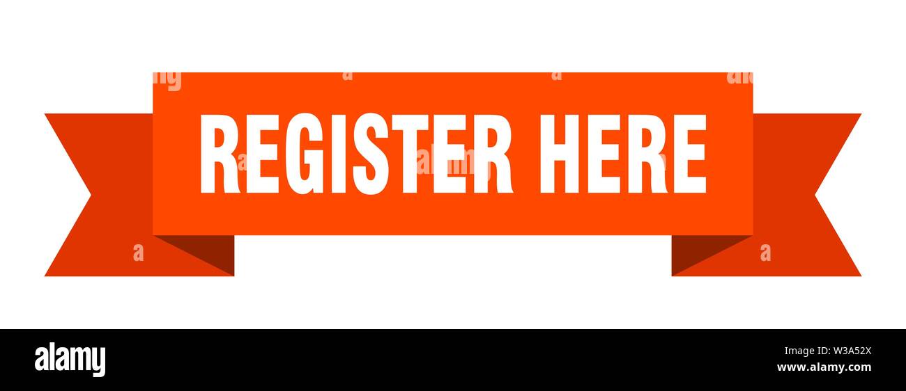 register here ribbon. register here isolated sign. register here banner ...