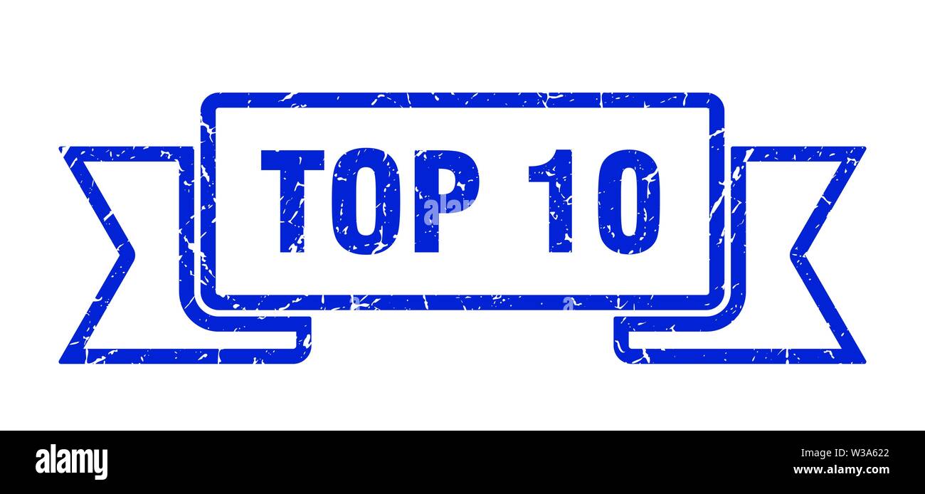 top 10 grunge ribbon. top 10 sign. top 10 banner Stock Vector Image ...