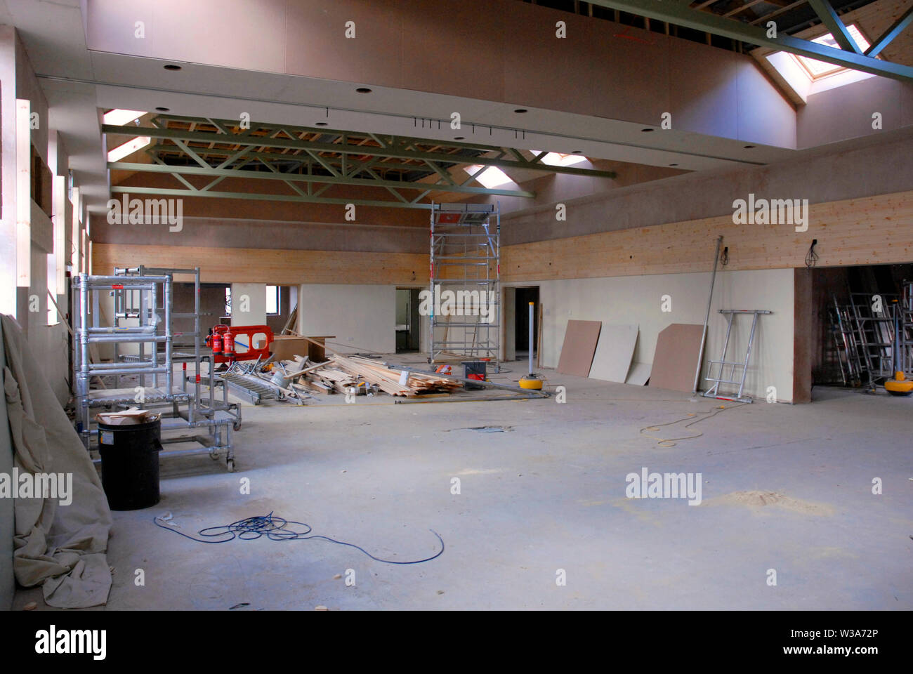 Interior of a building under construction and nearing completion Stock ...