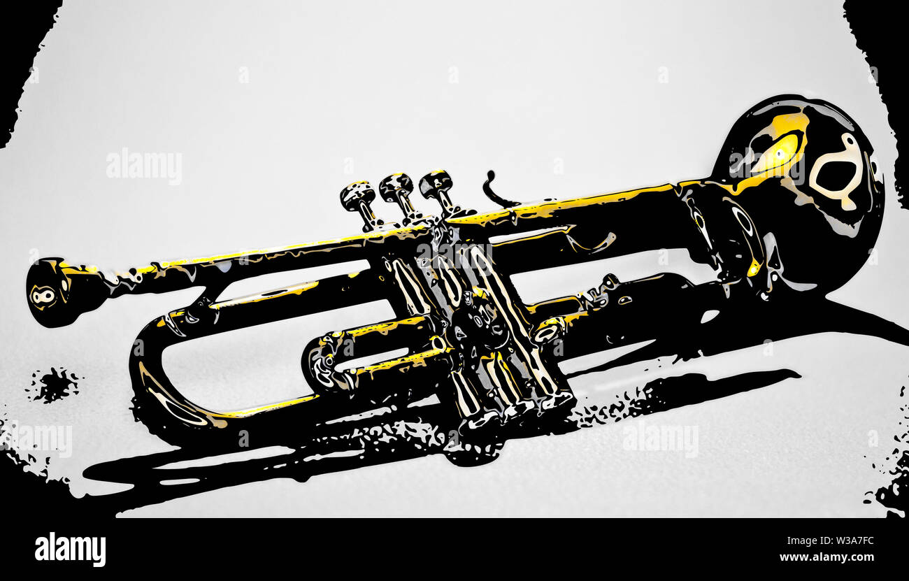 an ancient trumpet symbol of ancient jazz Stock Photo - Alamy