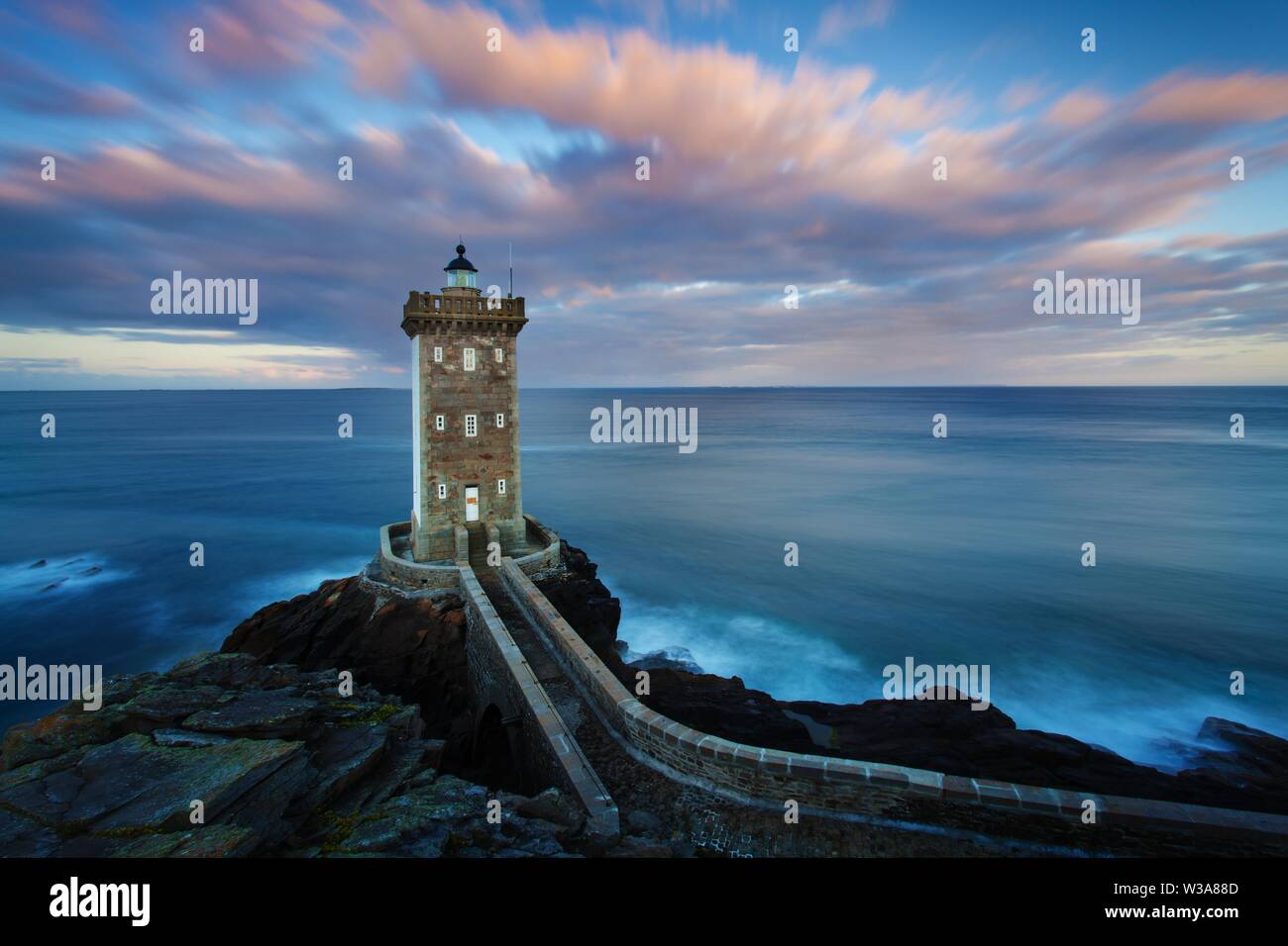 Kermorvan lighthouse, Le Conquet, most western part of France, Bretagne ...